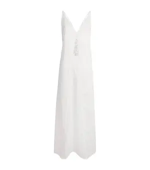SIR. Cotton Klara Maxi Dress With Floral Embroidery - Ivory