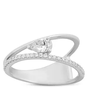 Benbridge Pear And Round Diamond Ring, 14k White Gold - Near Colorless