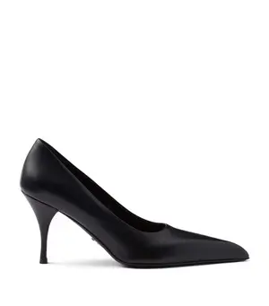 Prada Leather Pointed Toe Stiletto Pumps - Black