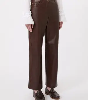 Max Mara Nappa Leather Straight Leg Trousers