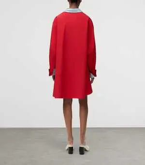 Loewe Stretch-cotton Midi Shirt Dress With Contrasting Trim - Red