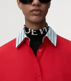 Loewe Stretch-cotton Midi Shirt Dress With Contrasting Trim - Red
