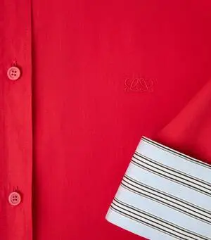 Loewe Stretch-cotton Midi Shirt Dress With Contrasting Trim - Red