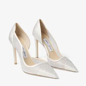 JIMMY CHOO Brigitte Embellished Mesh Pumps - Neutral