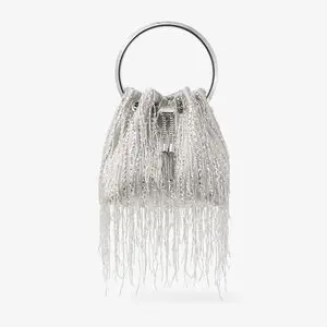 JIMMY CHOO Bon Bon Bucket Bag With Silver Braided Fringe - Silver/silver