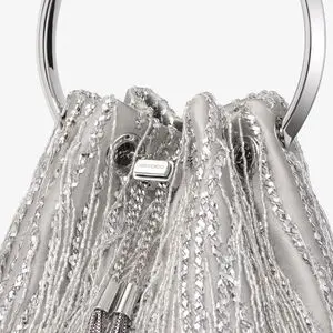 JIMMY CHOO Bon Bon Bucket Bag With Silver Braided Fringe - Silver/silver