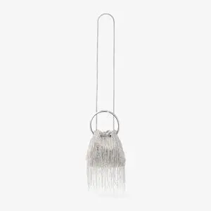 JIMMY CHOO Bon Bon Bucket Bag With Silver Braided Fringe - Silver/silver
