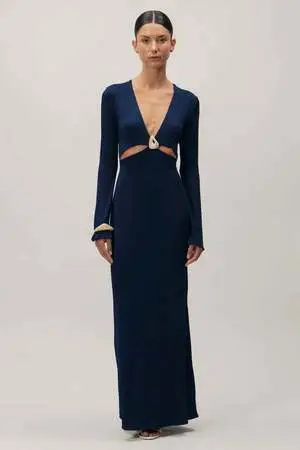 BAOBAB Manola Maxi Dress With V-neckline And Cutouts - Deep Blue