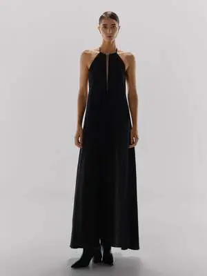 BAOBAB Rondine Maxi Dress With Halter Neckline And Embellishments - Black