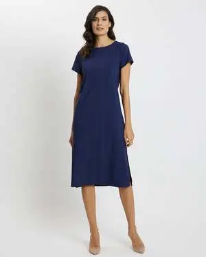 Jude Connally Ella Midi Dress Lightweight Jude Cloth - Navy