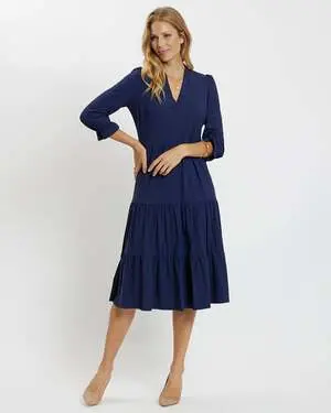 Jude Connally Maggie Dress Lightweight Jude Cloth - Navy