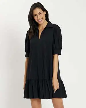 Jude Connally Tierney Dress With Puff Sleeves And Flounce Detail - Black