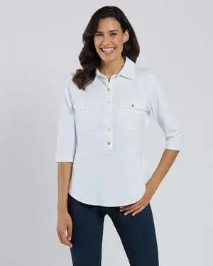 Jude Connally Sylvia Top Brushed Jude Cloth - White