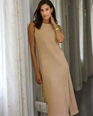 Jude Connally Darcy Faux Suede Sheath Dress - Camel