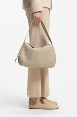 BOSS Woven Shoulder Bag With Double B Monogram