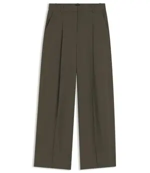 BOSS Wide-leg Pinstripe Stretch Crepe Pants - Green
