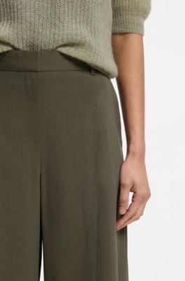 BOSS Wide-leg Pinstripe Stretch Crepe Pants - Green