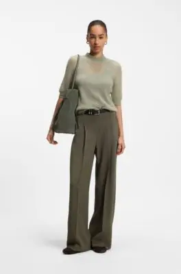BOSS Wide-leg Pinstripe Stretch Crepe Pants - Patterned