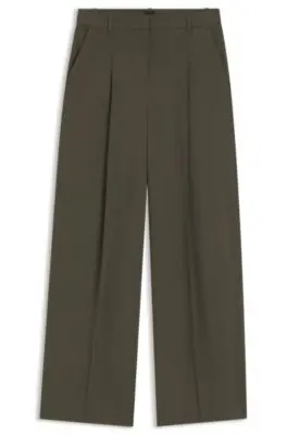 BOSS Wide-leg Pinstripe Stretch Crepe Pants - Patterned