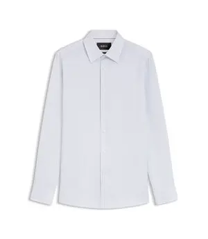 BOSS Slim-fit Shirt In Striped Italian-made Cotton - Dark Blue
