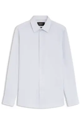 BOSS Slim-fit Shirt In Striped Italian-made Cotton - Dark Blue