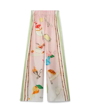 Casablanca Printed Silk Wide Leg Trousers