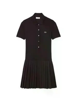 Lacoste Pleated Skirt Polo Collar Mini Dress - Brown