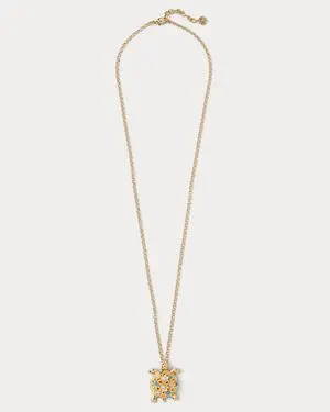 Lilly Pulitzer® Gold Metal Turtle Pendant Necklace With Semi-precious Stone Detail - Multi
