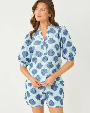 Lilly Pulitzer® Mialeigh Elbow Sleeve Top - Blue