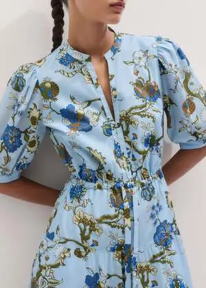 ME+EM Cotton Floral Garden Print Midi Dress