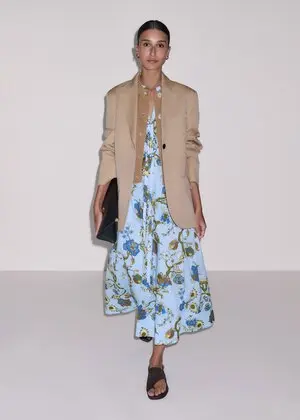 ME+EM Cotton Floral Garden Print Midi Dress