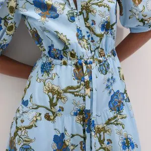 ME+EM Cotton Floral Garden Print Midi Dress