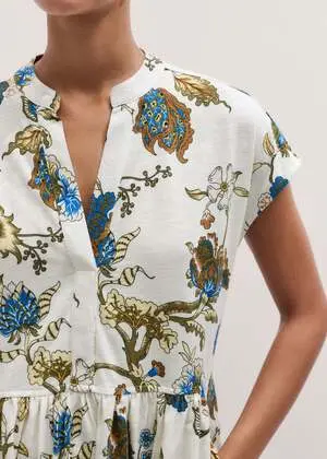 ME+EM Jacobean Garden Print Short Tiered Swing Dress