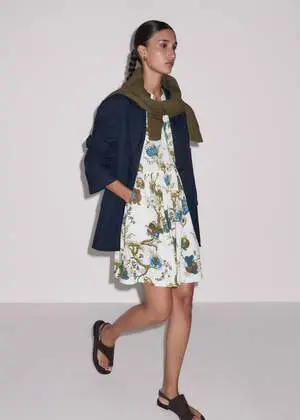 ME+EM Jacobean Garden Print Short Tiered Swing Dress