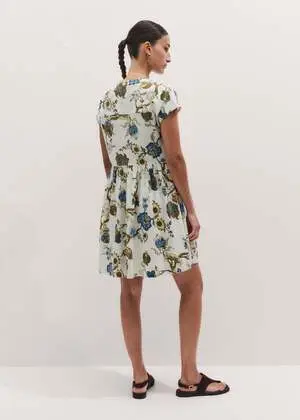 ME+EM Jacobean Garden Print Short Tiered Swing Dress