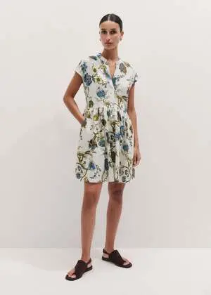 ME+EM Jacobean Garden Print Short Tiered Swing Dress