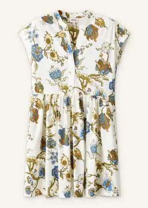 ME+EM Jacobean Garden Print Short Tiered Swing Dress