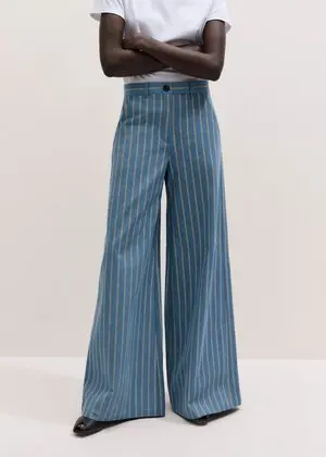 ME+EM Wide Leg Striped Trousers