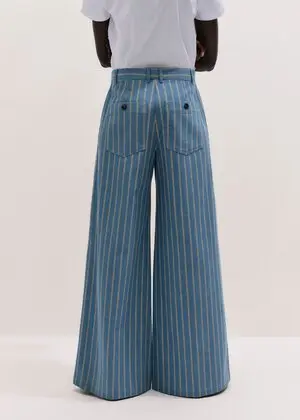 ME+EM Wide Leg Striped Trousers