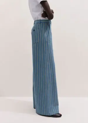 ME+EM Wide Leg Striped Trousers