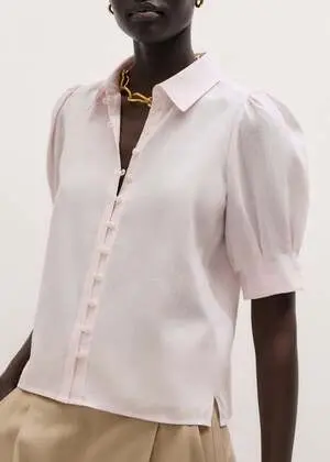 ME+EM Crease-less Linen Puff Sleeve Blouse