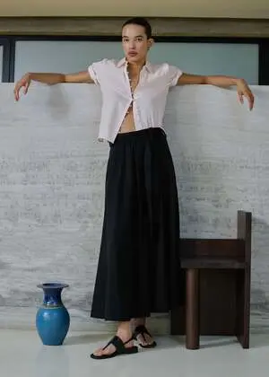 ME+EM Crease-less Linen Puff Sleeve Blouse