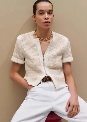 ME+EM Short Sleeve Zip Through Knit Tee