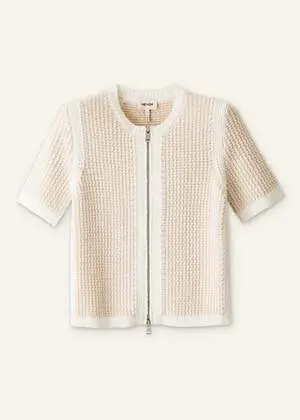 ME+EM Short Sleeve Zip Through Knit Tee