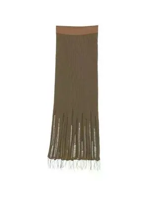 UMA WANG Distressed Ribbed-knit Skirt
