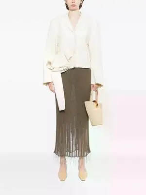 UMA WANG Distressed Ribbed-knit Skirt