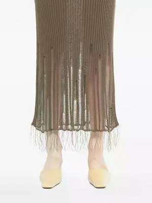 UMA WANG Distressed Ribbed-knit Skirt