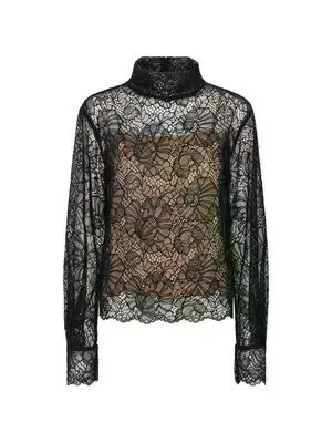ROTATE BY BIRGER CHRISTENSEN Lace Long-sleeve Midi Dress - Black