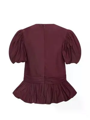 ROTATE BY BIRGER CHRISTENSEN Puff Sleeve Peplum Top - Red