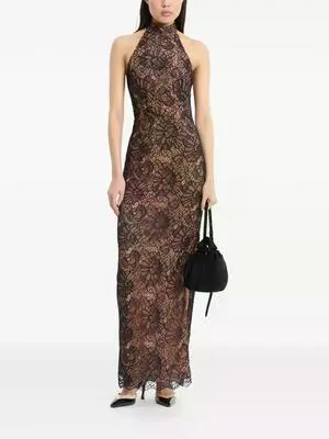 ROTATE BY BIRGER CHRISTENSEN Lace Halterneck Maxi Dress - Black